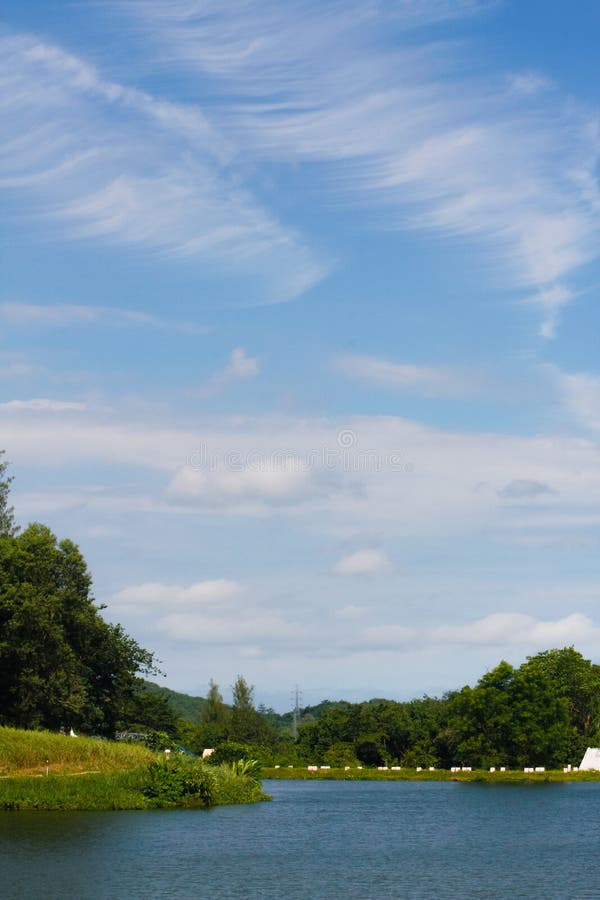 Landscape with River, Trees and Sky Stock Photo - Image of beautiful ...