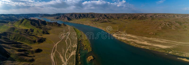 Landscape with a River, View from the Top Stock Illustration ...