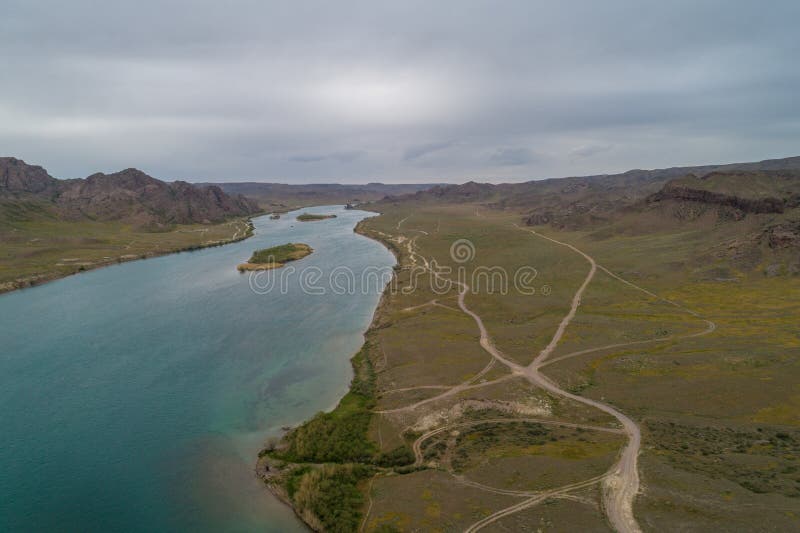 Landscape with a River, View from the Top Stock Illustration ...