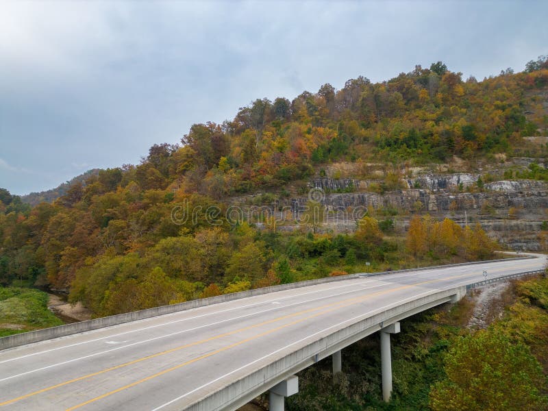 Landscape of a Road Bridge Over a River in Eastern Kentucky Stock Photo ...