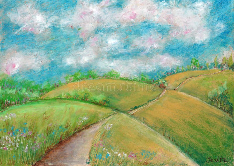 Landscape with Road and Clouds Stock Image - Image of horizon, spring ...