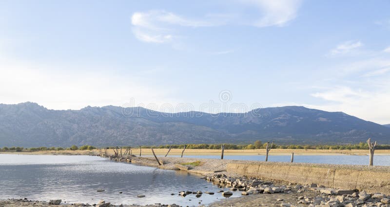 Landscape of a Road that Crosses a Lake Stock Image - Image of lake ...