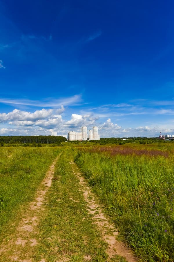 Landscape Road Footpath through a Field Stock Image - Image of nature ...