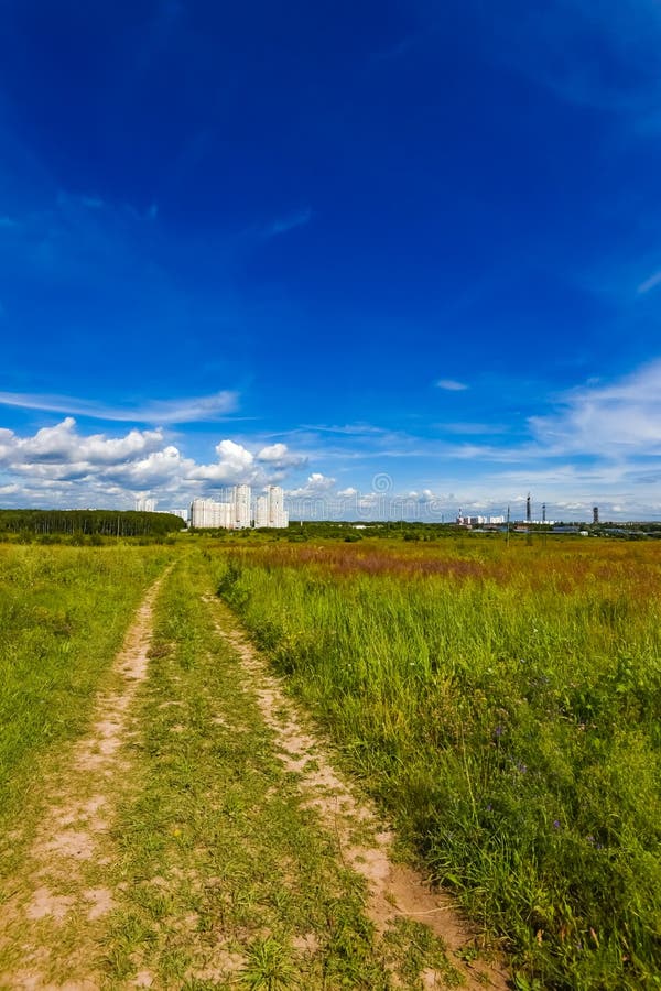Landscape Road Footpath through a Field Stock Image - Image of ...