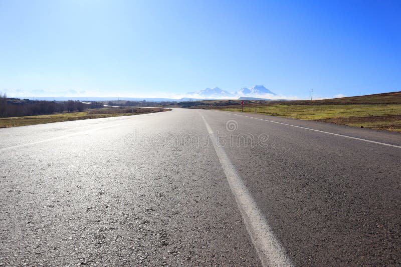 Landscape with Road and Mountains in Sunny Day in Turkey Stock Image ...