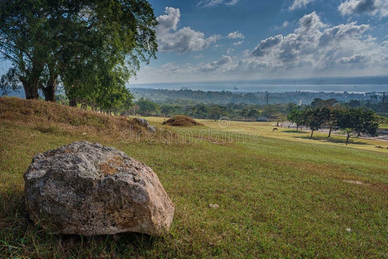 Landscape Rock City River Bay on a Cloudy Day Stock Image - Image of ...