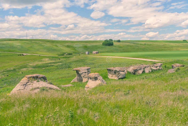 Landscape of Rock Formations on Farmland Stock Image - Image of ...