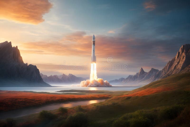 A Landscape of a Rocket Preparing To Launch Stock Image - Image of ...