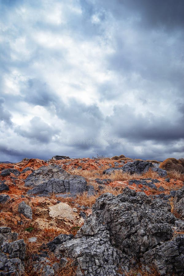 Landscape with Rocks and Cloudy Sky Stock Image - Image of rocks ...