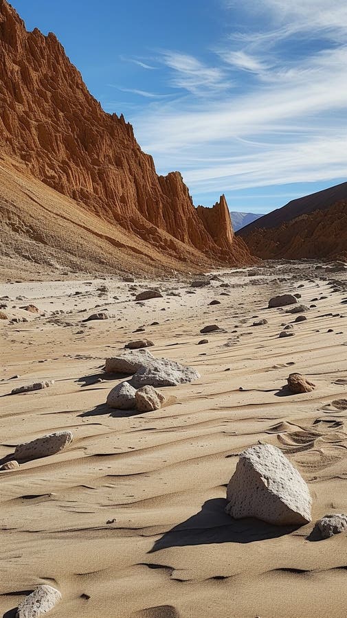 Landscape of Rocks on Sand Dessert Stock Illustration - Illustration of ...