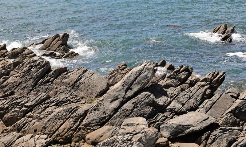 Landscape of a Rocky Beach on a Sunny Day Stock Image - Image of shore ...