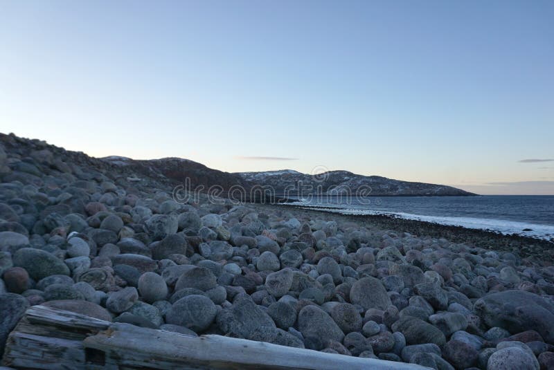 Landscape of Round Shape Rocks Beach in Terriberka Stock Photo - Image ...