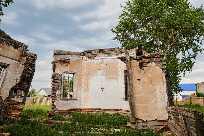 Landscape of Ruined Buildings at Sunset, Image of Decrepitude or ...