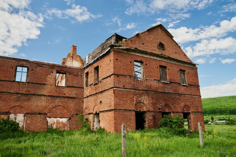 Landscape of Ruined Buildings at Sunset, Image of Decrepitude or ...
