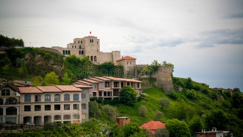 Landscape with Ruins of Kruje Castle, Albania Stock Image - Image of ...