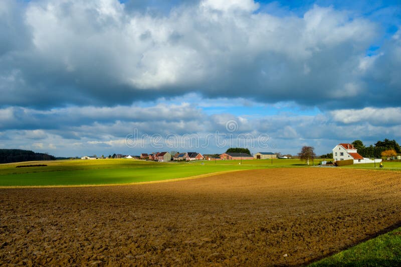 Landscape of a Rural Community Stock Image - Image of rural, pasture ...