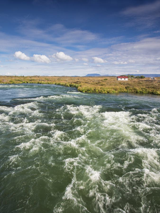 Landscape with a Rushing Blue River Stock Image - Image of meadow ...