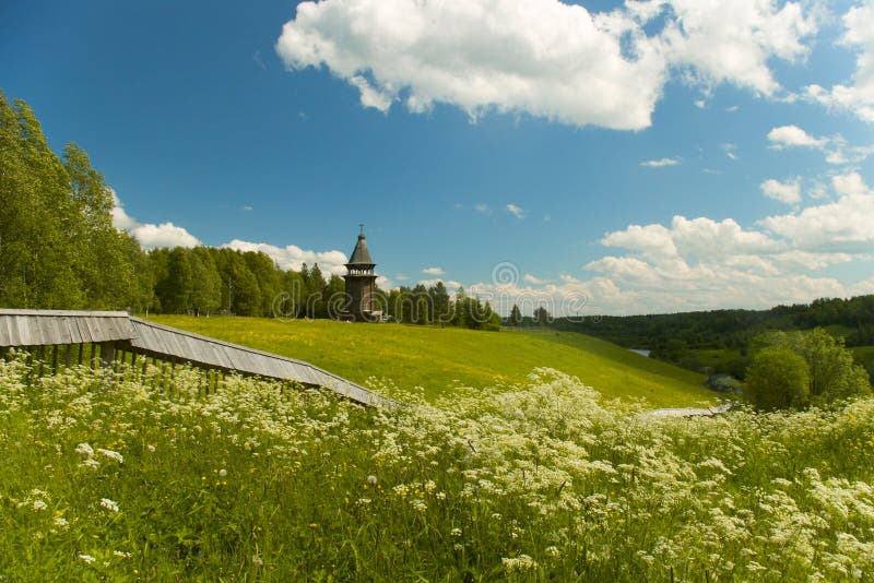 Landscape of the Russian stock image. Image of birch, building - 3114869