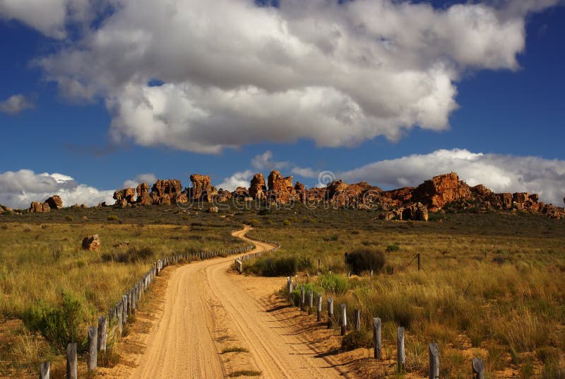 Landscape - Sand Road in Rocky Desert of Africa Stock Photo - Image of ...