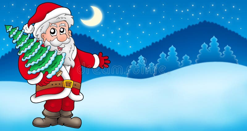 Landscape with Santa Claus 6 Stock Illustration - Illustration of ...