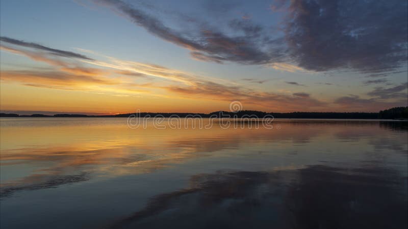 Landscape Scene of Dramatic Sunset Cloudy Sky Reflecting on the Lake ...