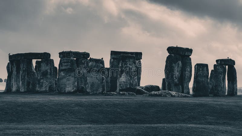 Landscape Scene of Stonehenge Monument in England Under Dramatic Cloudy ...