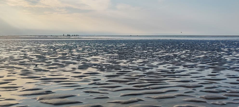 Landscape Scenery of Sunset on the Textured Beaches of Goa. Stock Photo ...