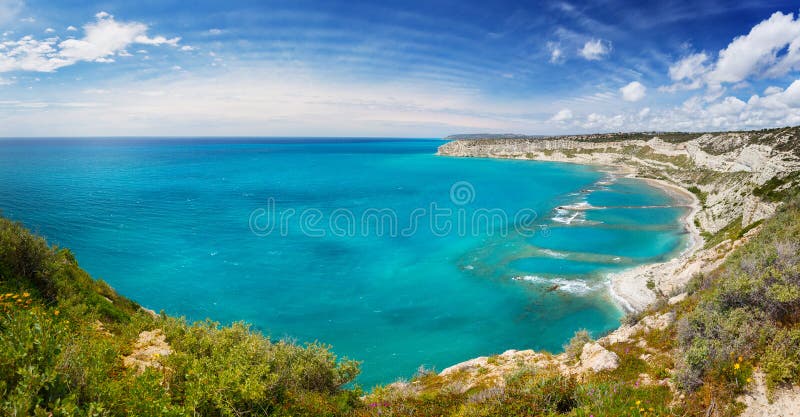 Landscape with Sea and Blue Sky, Cyprus Stock Image - Image of holiday ...