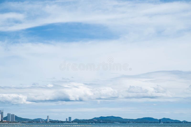 Landscape of Sea and City View with Blue Sky Stock Photo - Image of ...