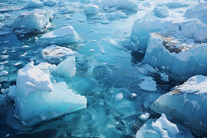 Landscape, Sea Ice on the Coast Stock Illustration - Illustration of ...