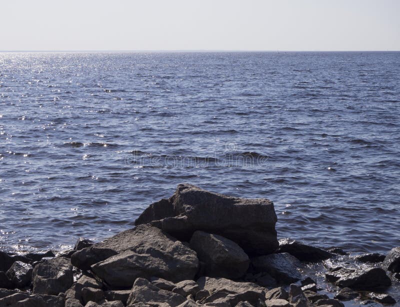 Landscape of sea and rocks stock photo. Image of beach - 146419762