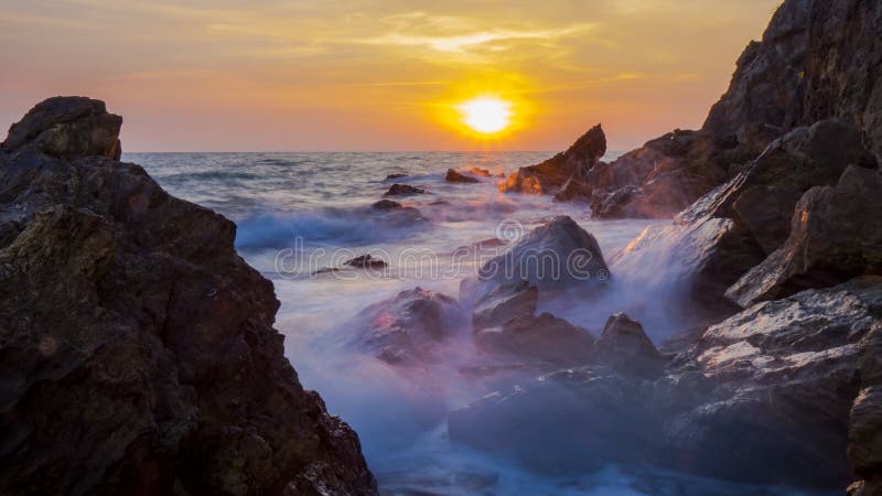 Landscape of sea at sunset stock image. Image of landscape - 142651999