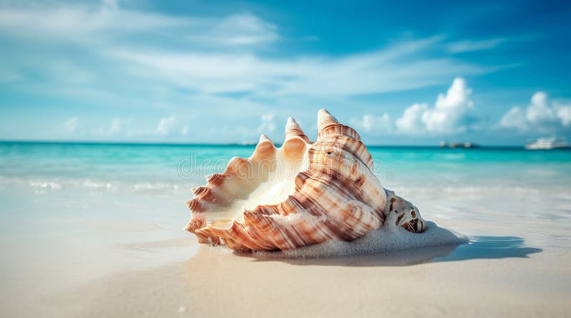 Landscape with Shells on Tropical Beach. Generative AI Stock ...