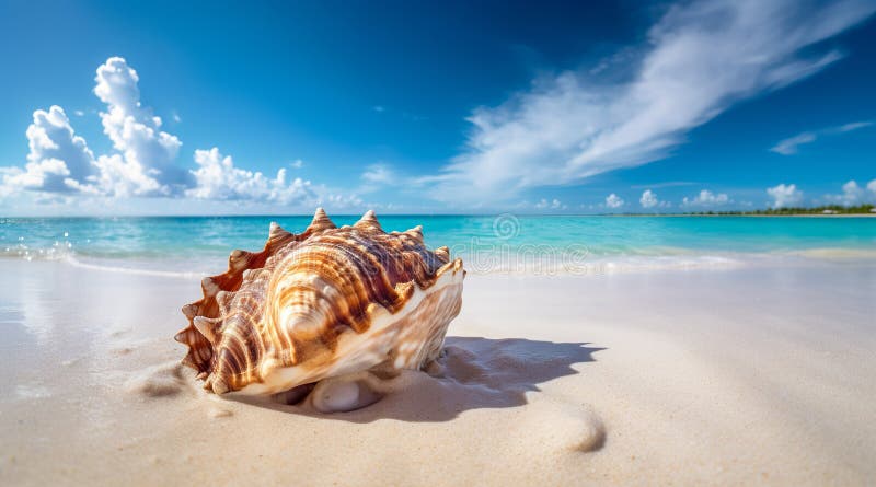 Landscape with Shells on Tropical Beach. Generative AI Stock ...