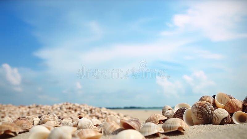 Landscape with Shells on Tropical Beach. Generative Ai Stock ...