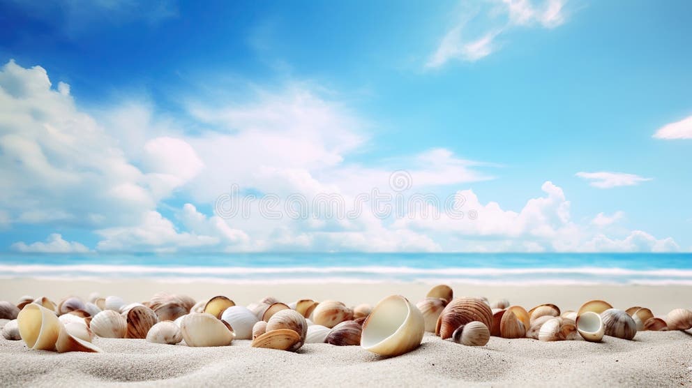 Landscape with Shells on Tropical Beach. Generative Ai Stock ...