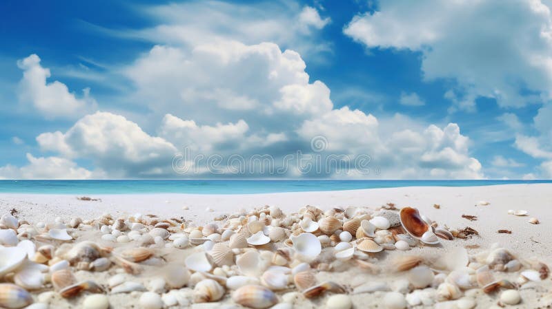 Landscape with Shells on Tropical Beach. Generative Ai Stock ...