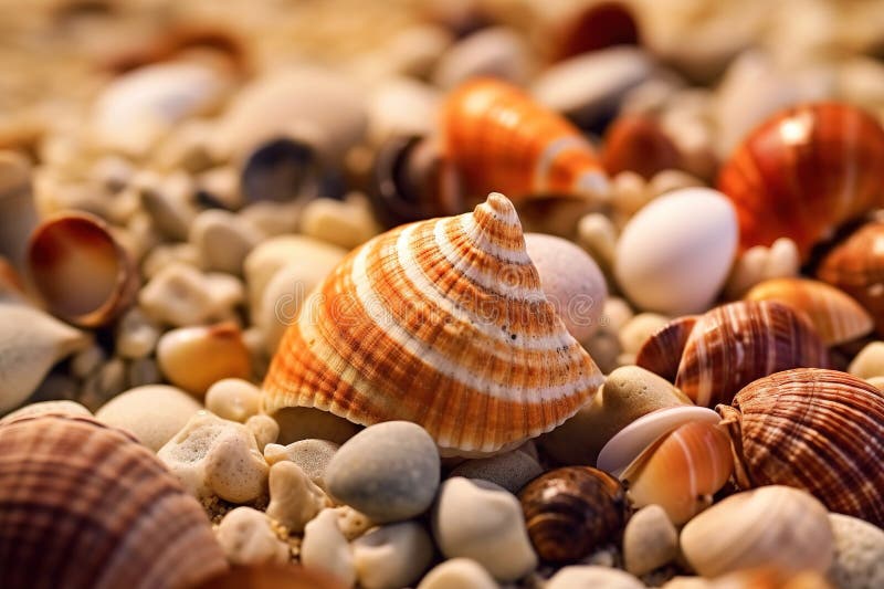 Landscape with Shells on Tropical Beach. Generative AI Stock ...