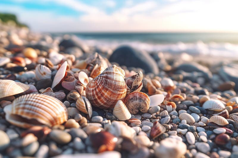Landscape with Shells on Tropical Beach. Generative AI Stock ...