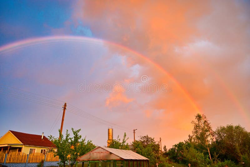 Landscape Shooting. Photo of a Rainbow in the Sky. Stock Photo - Image ...