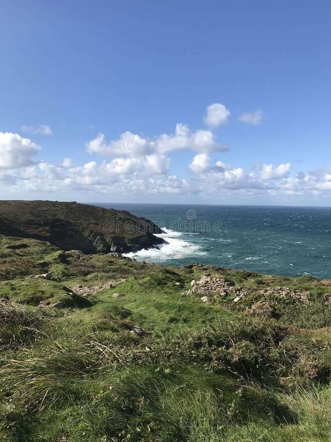 Cornish Coastal Blue, Cornwall, England. Stock Image - Image of tourism ...