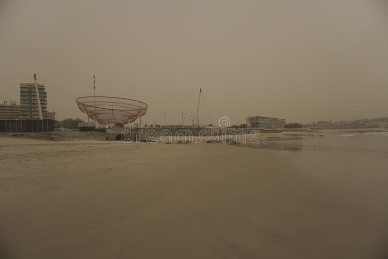 Landscape Shot of a Porto Seafront during Sandy Winds with "she Changes ...