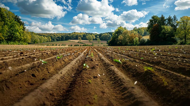 Post-harvest Wheat Fields Under a Dramatic Sky during the Evening in ...