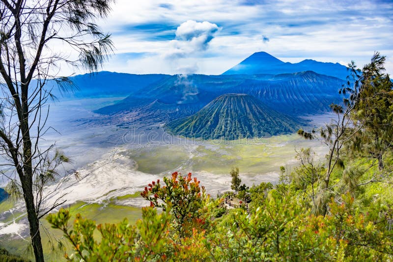 Landscape Showing the Bromo Volcano Stock Photo - Image of cloudy ...