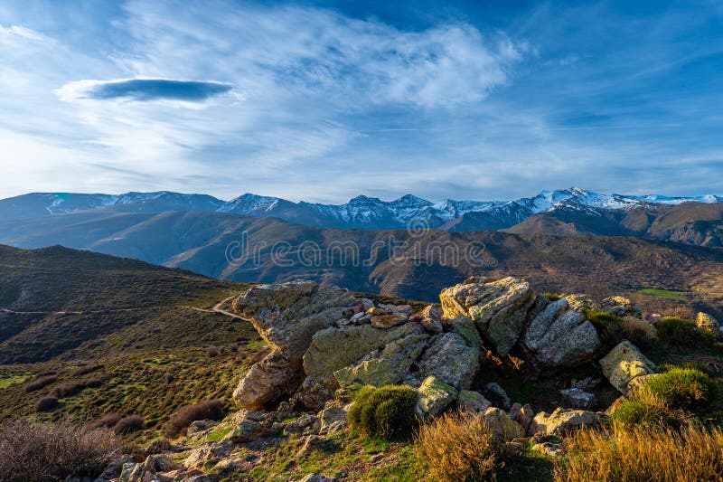 Landscape of the Sierra Nevada Mountain Range, Spain Stock Photo ...