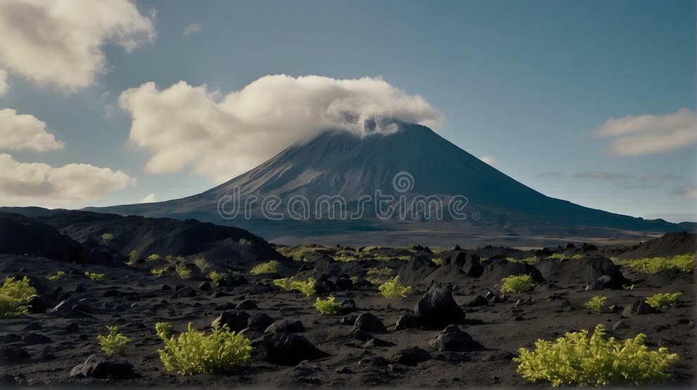 A Landscape of a Silent Volcano Stock Image - Image of highland ...