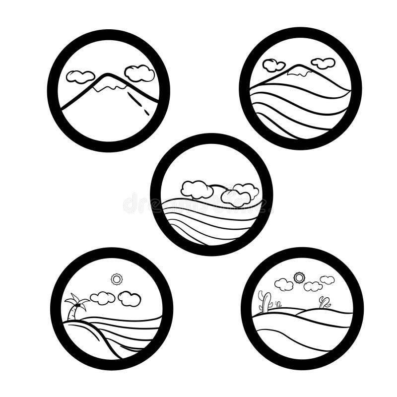 Landscape simple icon set stock vector. Illustration of vector - 91231479