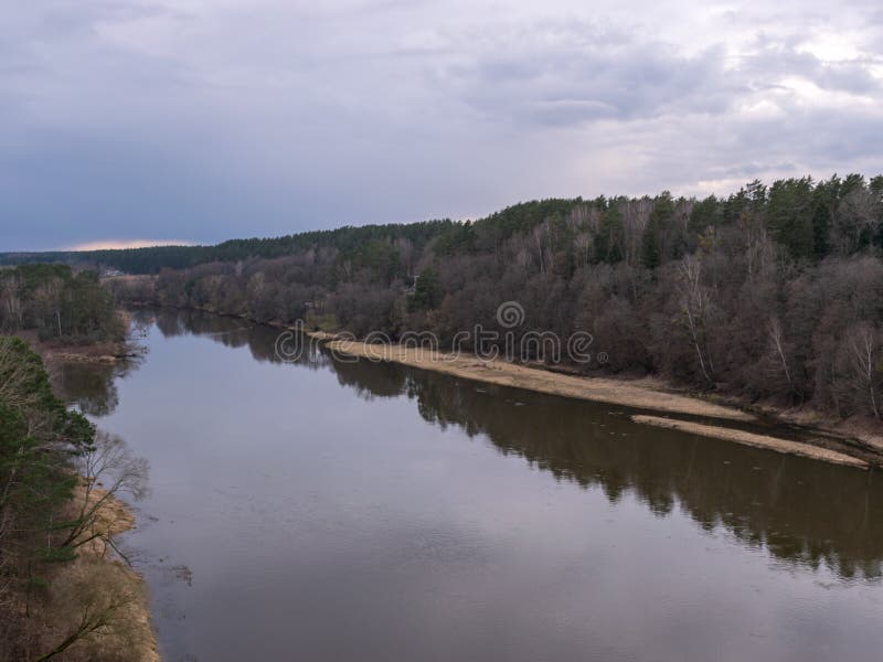 Landscape with Slow Flowing River Stock Image - Image of slow, flood ...