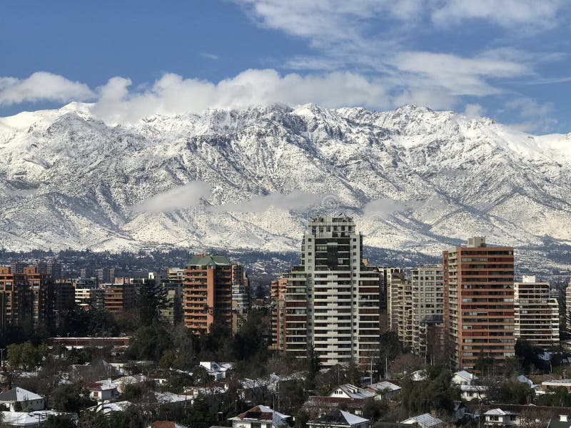 Landscape and Snow Fall in Santiago, Chile Stock Image - Image of ...