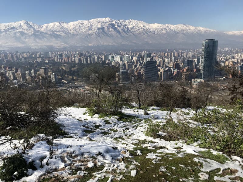 Landscape and Snow Fall in Santiago, Chile Stock Photo - Image of snow ...